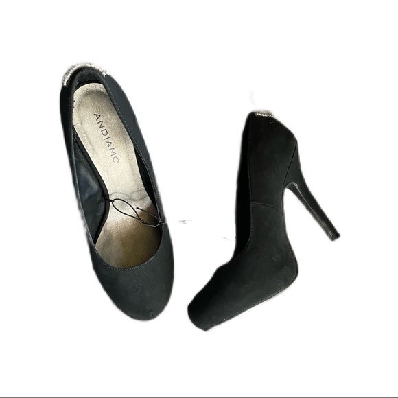 Andiamo | Shoes | Andiamo Black Platform Pumps Rhinestone Heel Brooch ...